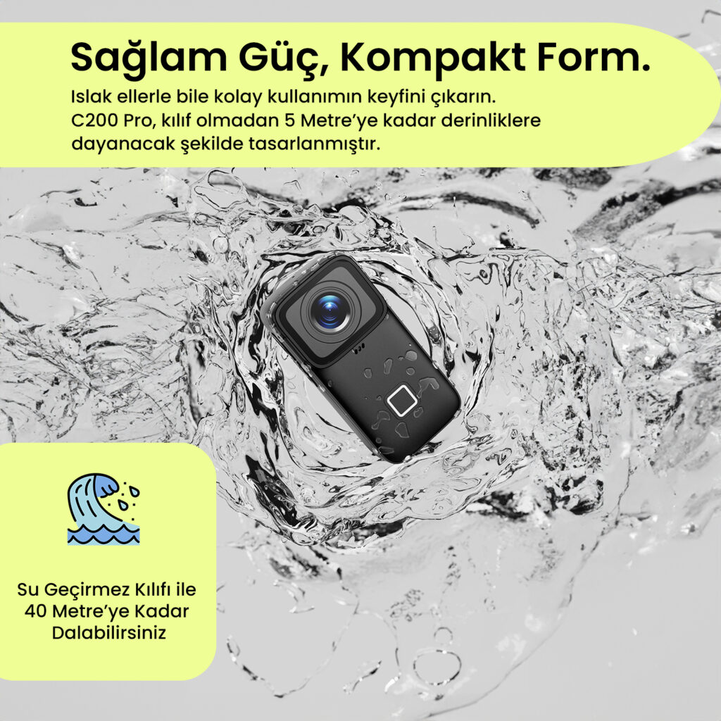 SJCAM C200 Pro 4K HDR Mini Aksiyon Kamerası Siyah - SJCAM Türkiye ...